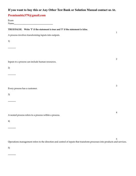 Test Bank For Foundations Of Operations Management Second Canadian Edition 2elarry P Ritzman