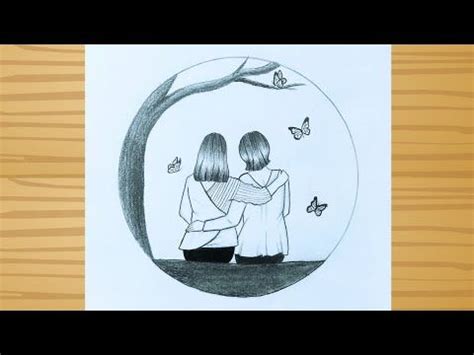 How To Draw A Girls Frienship Pencil Sketch Frienship Drawing BFF Drawing Tutorial Step By