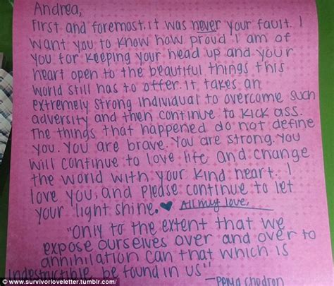 SurvivorLoveLetters Sees Sexual Assault Victims Write Moving Letters To Themselves Daily Mail