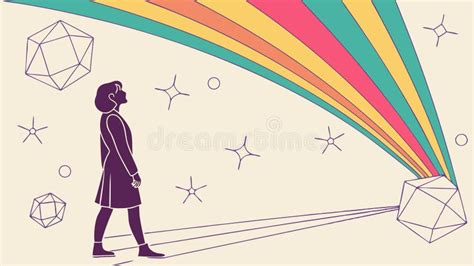 Person Interacting With A Vibrant Rainbow Arch Vector Design