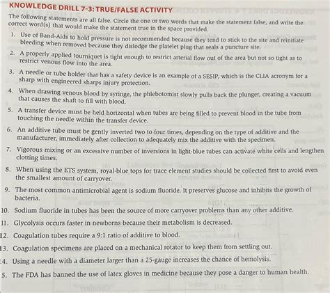 Solved Knowledge Drill 7 3 True False Activitythe Following