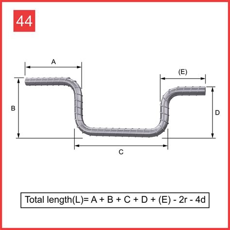 Custom Cut And Bent Rebar Shape Code 44