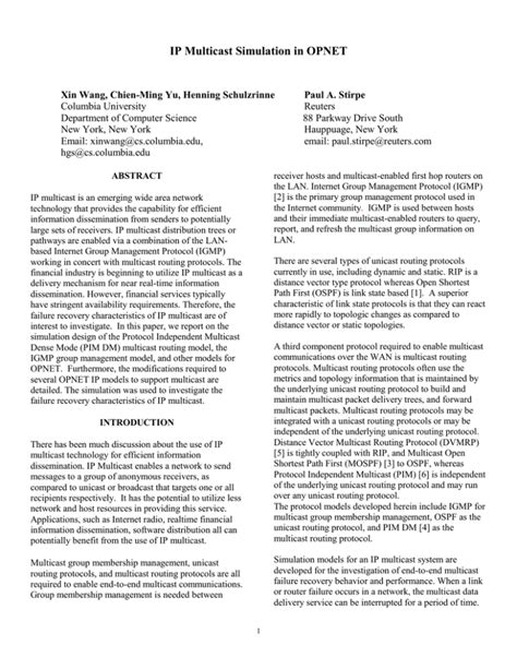 Ip Multicast Simulation In Opnet