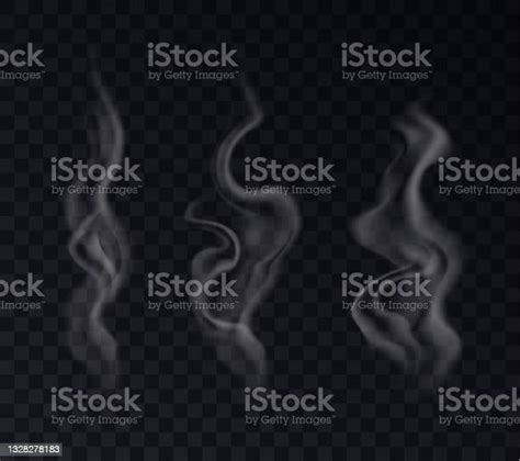 사실적인 증기 효과 세트 흰 담배 연기 공기 바람 안개 뜨거운 음료 증기에서 뜨거운 소용돌이 연기 물리적 구조에 대한 스톡 벡터 아트 및 기타 이미지 Istock