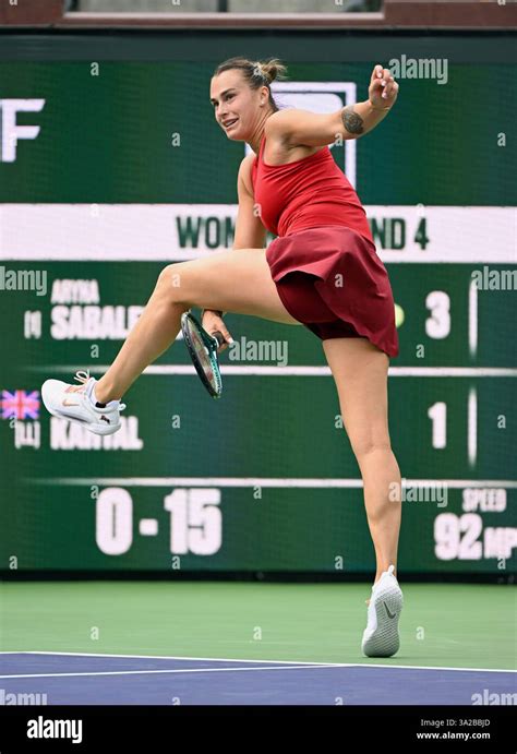 Indian Wells Ca March 12 Aryna Sabalenka Rus Looks Down Court