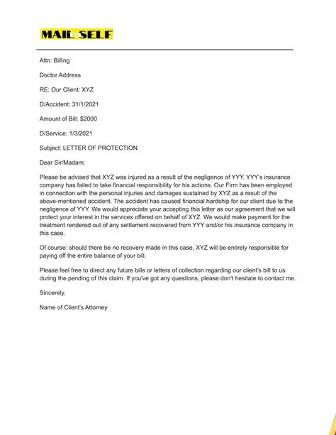 Letter Of Protection How To Templates And Examples Mail To Self