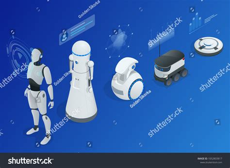 Isometric Concept Robot Programming Infographics Robots Stock Vector Royalty Free
