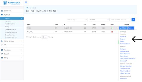 How Do I Suspend A Server Kamatera