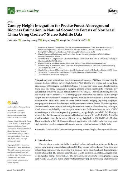 Pdf Canopy Height Integration For Precise Forest Aboveground Biomass