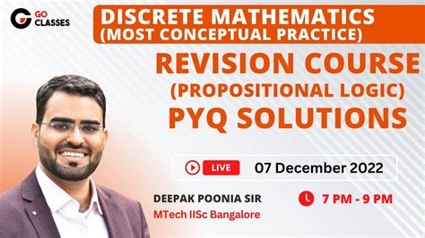 Propositional Logic Gate Pyqs Part 2 Discrete Mathematics Go Classes Deepak Poonia Youtube