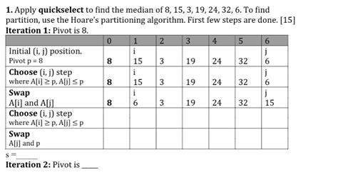 1 Apply Quickselect To Find The Median Of 815 3