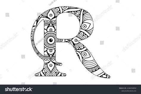 Alphabets Mandala Coloring Page Mandala Letters Stock Vector Royalty
