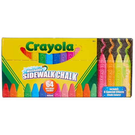 Crayola Washable Sidewalk Chalk 64 Colors Incl 8 Wspecial Effects Hsn