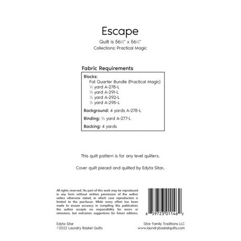 Patterns Laundry Basket Quilts Edyta Sitar Escape Quilt Pattern By Edyta Sitar