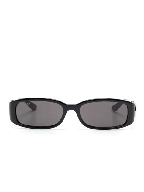 Gucci Interlocking G Rectangle Frame Sunglasses Black Editorialist