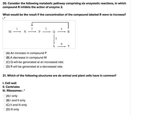 Solved 20 Consider The Following Metabolic Pathway