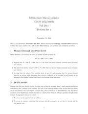Problem Set Intermediate Macroeconomics ECON B Fall Problem Set November