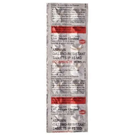 Ecosprin 75 Tablet At ₹ 150box Nagpur Id 2853062742930