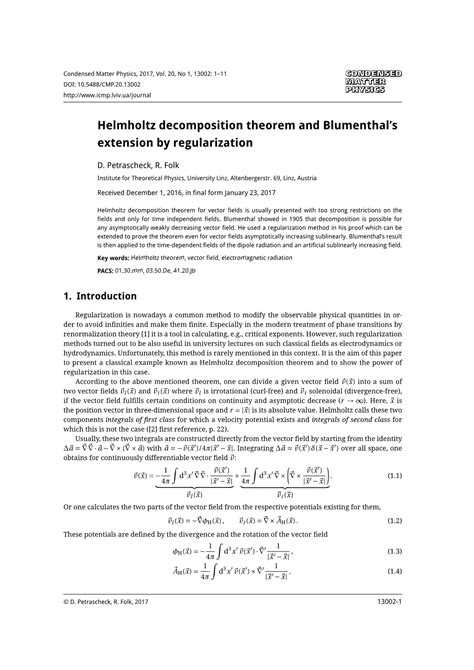 Helmholtz Decomposition Theorem And Blumenthals Extension By