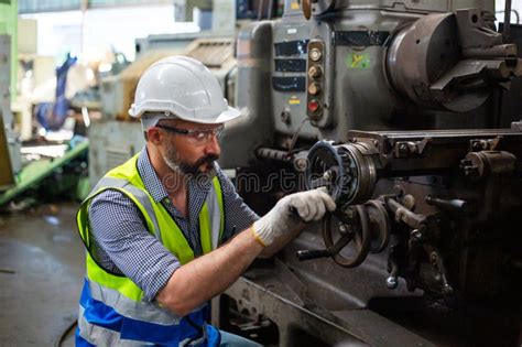 Engineer Worker Man Wearing Uniform Safety And White Hard Hat Working