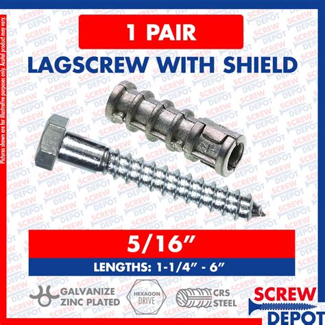 1pair 516 Lagscrew With Shield Expansion Bolt With Shield Anchor