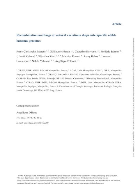 Pdf Article Recombination And Large Structural Variations · Genomic In Situ Hybridization