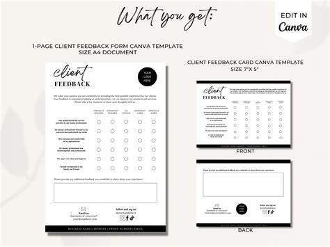Editable Client Feedback Form Template Esthetician Feedback Comment Card Client Questionnaire