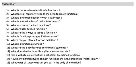 Solved 15 Questions 1 What Is The Key Characteristic Of A
