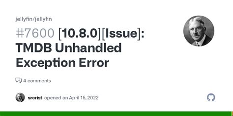1080 Issue Tmdb Unhandled Exception Error · Issue 7600 · Jellyfinjellyfin · Github