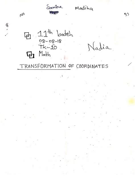 Transformation Of Coordinates Pdf