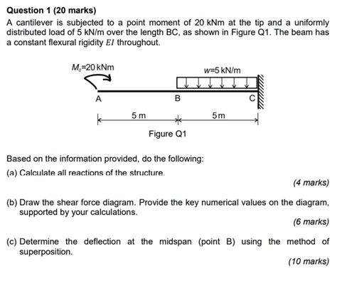 Solved Question 1 20 Marks A Cantilever Is Subjected To A Point