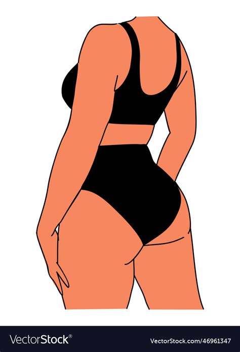 Curvy Woman Back View Colored Art Royalty Free Vector Image