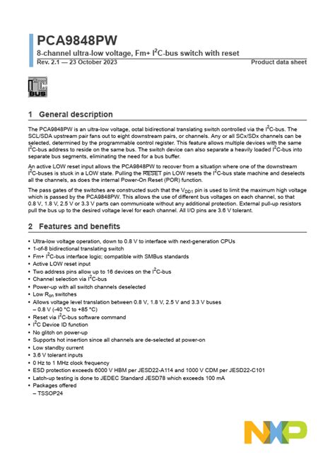 pca9848pw datasheet pdf nxp fm i2c bus switch