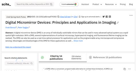 Digital Micromirror Devices Principles And Applications In Imaging Scite Report