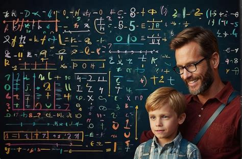 Premium Photo Mathematics Fun Dad Son Equation