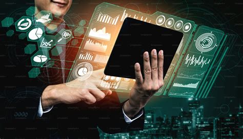 비즈니스 금융 분석 개념을 위한 빅 데이터 기술 현대 그래픽 인터페이스는 화면 모니터에 비즈니스 판매 보고서 이익 차트 및