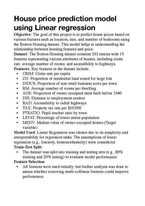 Ml Assignment 1 House Prediction House Price Prediction Model Using Linear Regression