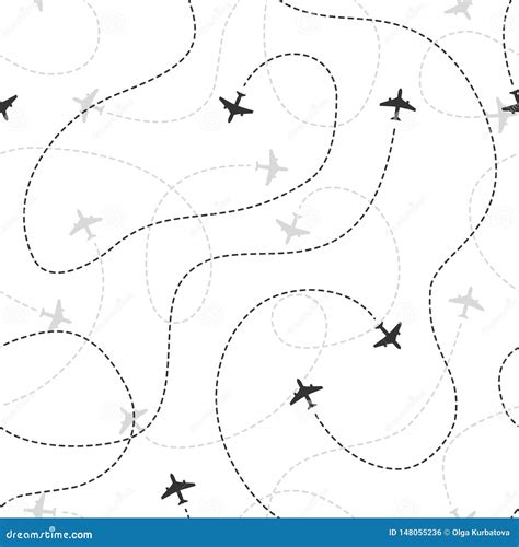 Airline Routes Seamless Flight Planes Texture Pattern Travel Airplane Traffic Line Path