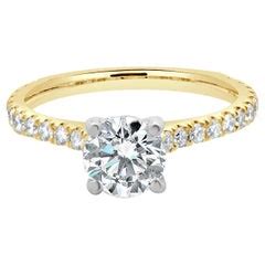 Yellow Gold Diamond Vintage Engagement Ring 14k Round Brilliant 17ctw