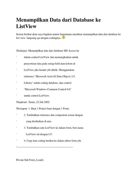 Menampilkan Data Dari Database Ke Listview Pdf