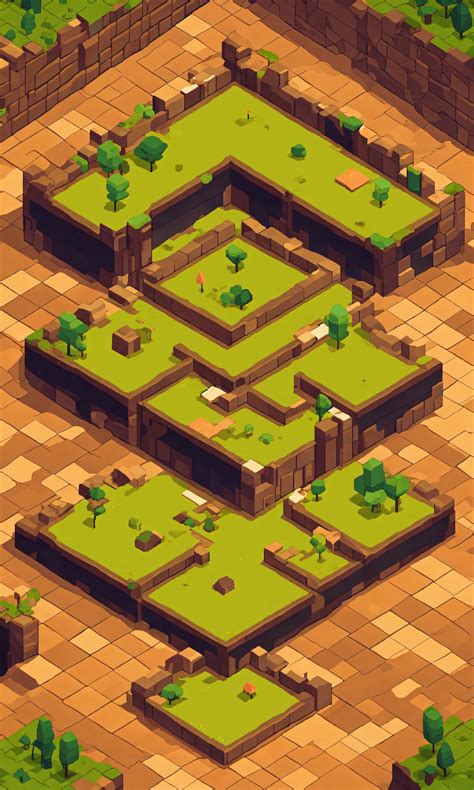 Lexica 2d Isometric Flat Brown Empty Plain Flat Landscape Background