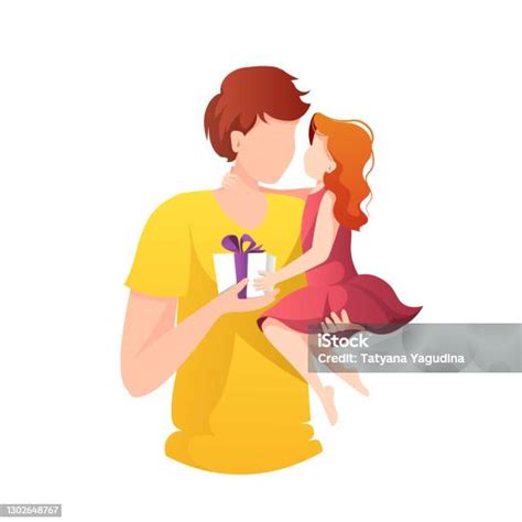 아버지는 어린 딸과 선물 상자를 들고 계실 것입니다 아버지 부모 어린 시절 아버지의 날 해피 가족 개념 가족에 대한 스톡 벡터 아트 및 기타 이미지 Istock