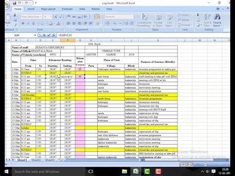 Travel Log Book Template Excel