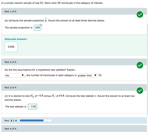 Solved In A Simple Random Sample Of Size 61 There Were 40