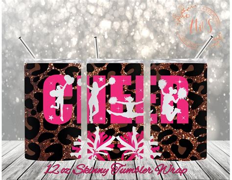 Cheer 12oz Tumbler Wrap Cheerleader Cheerleading Leopard Etsy
