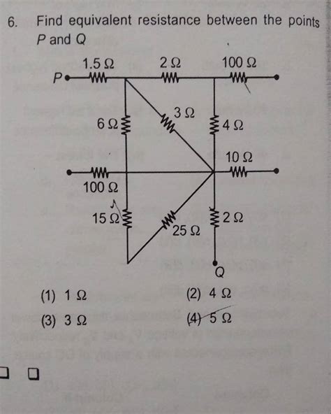 Find Equivalent Resistance Between The Points P And Q Filo