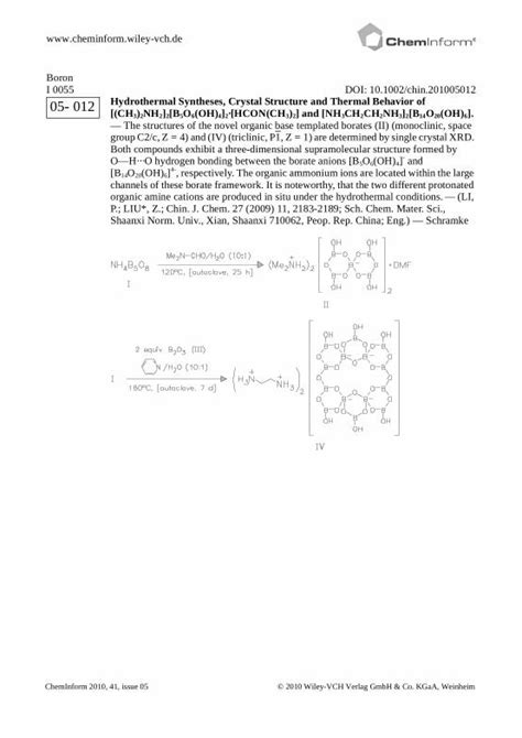 Pdf Cheminform Abstract Hydrothermal Syntheses Crystal Structure