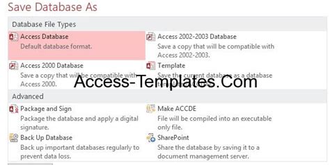 File Extension Of Ms Access 2003 2016 Version Access Database And Templates