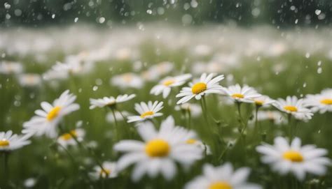 Premium Photo Serene Daisy Field In The Rain