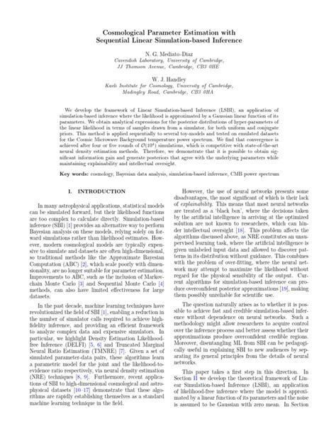 Cosmological Parameter Estimation With Sequential Linear Simulation Based Inference Pdf